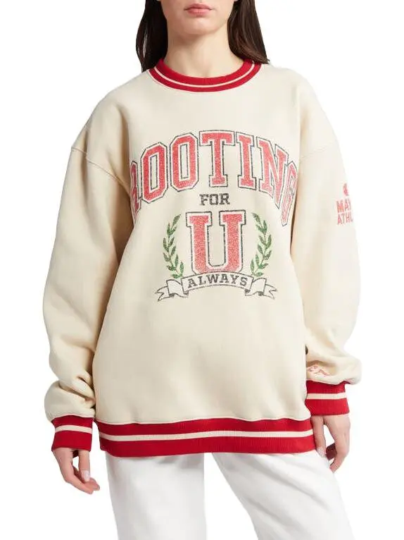 THE MAYFAIR GROUP Rooting For U Graphic Sweatshirt - Tan