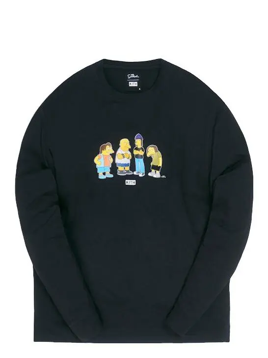 Kith X The Simpsons Bullies Long Sleeve Tee Shirt - Black