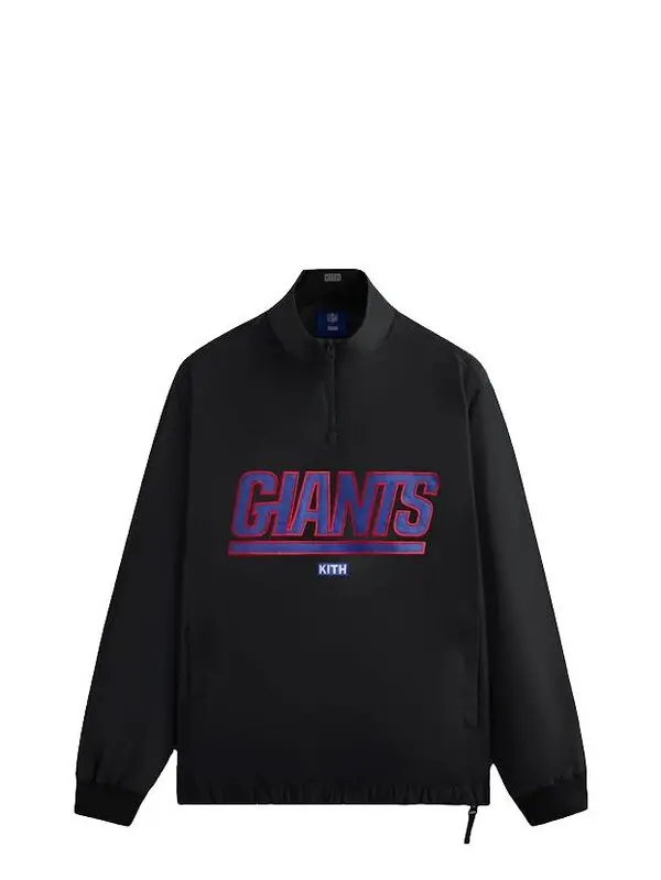 Kith X Nfl Giants Nylon Quarter Zip Mock Neck - Black