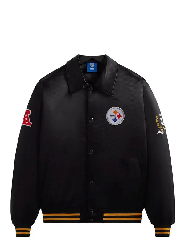 Kith X Nfl Steelers Satin Bomber Jacket - Black