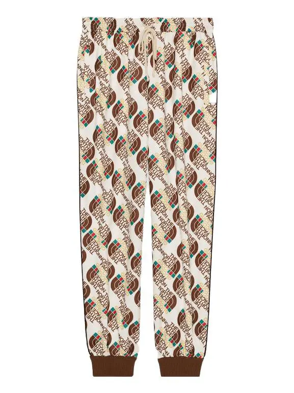 Gucci X The North Face Web Print Technical Jersey Jogging Pant - Ivory/brown