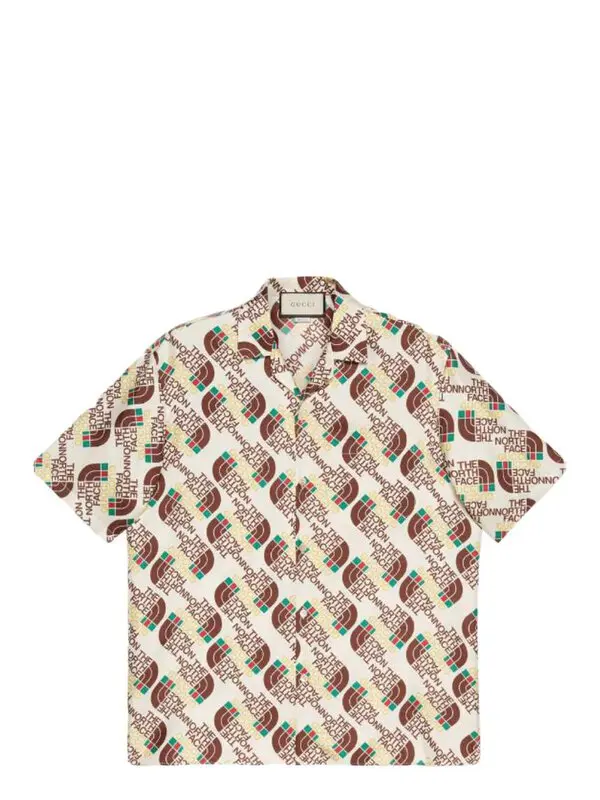 Gucci X The North Face Web Silk Shirt - Brown/beige