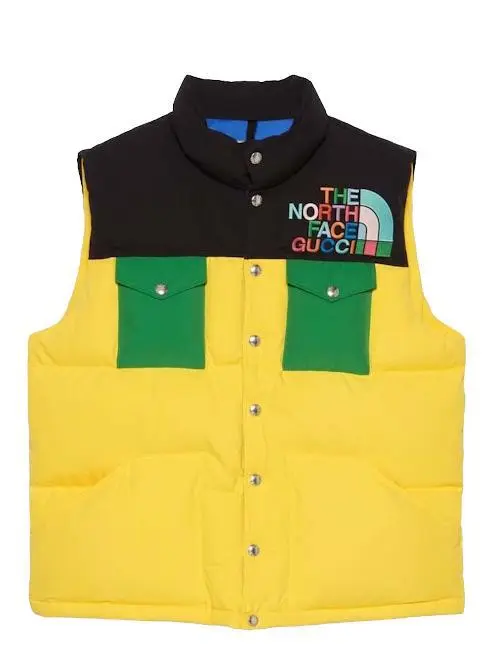 Gucci X The North Face Down Vest - Yellow/black/green