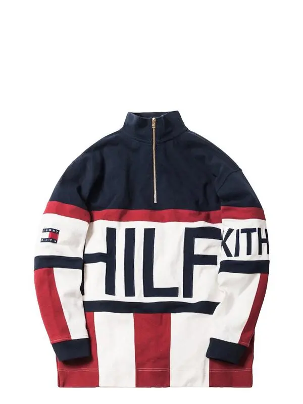 Kith X Tommy Hilfiger Block Logo Quarter-zip - Navy Blue