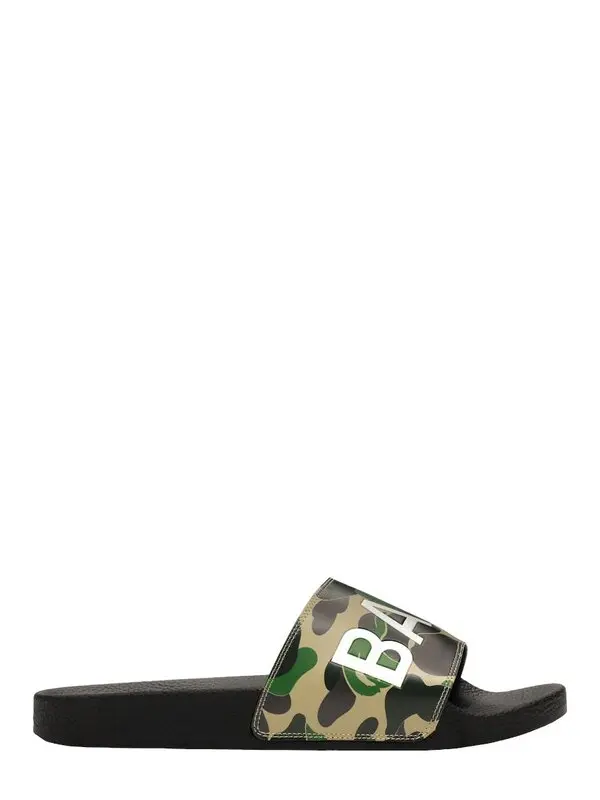 BAPE A Bathing Ape Abc Camo Slides - Green/black