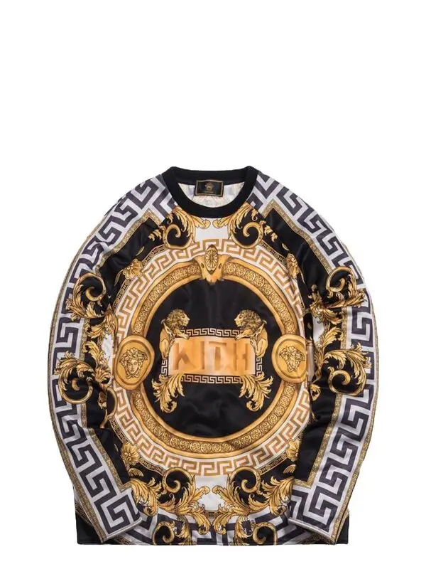 Kith X Versace Lion Tricot Crewneck Sweatshirt - Black/gold