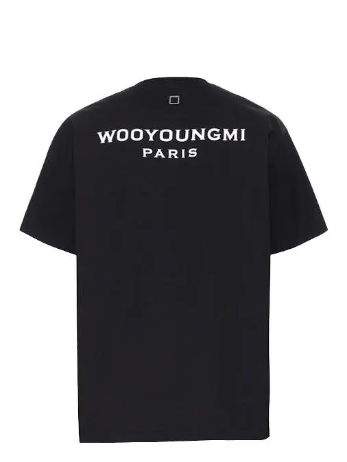 WOOYOUNGMI White Back Logo Front Box Logo T-shirt - Black