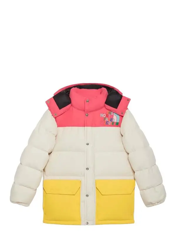 Gucci X The North Face Down Jacket - Ivory/dark Pink/yellow