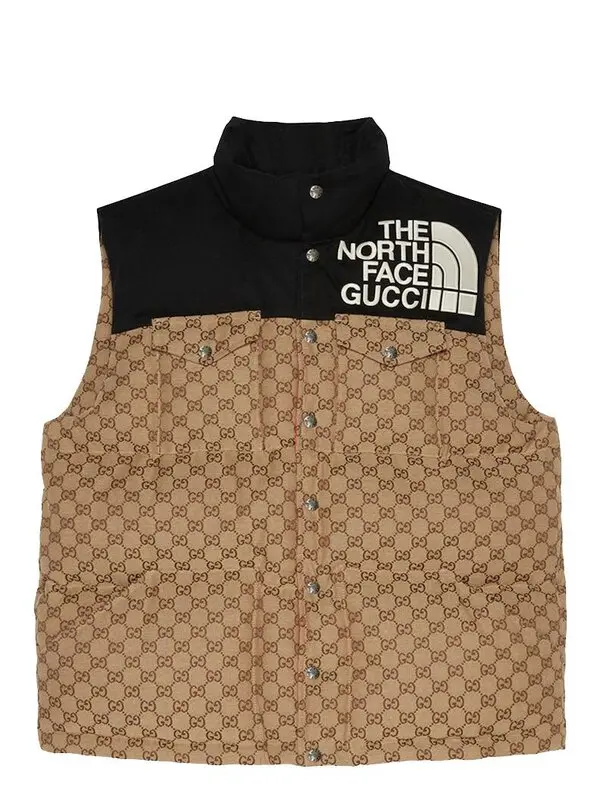 Gucci X The North Face Gg Padded Vest - Black Ebony Beige