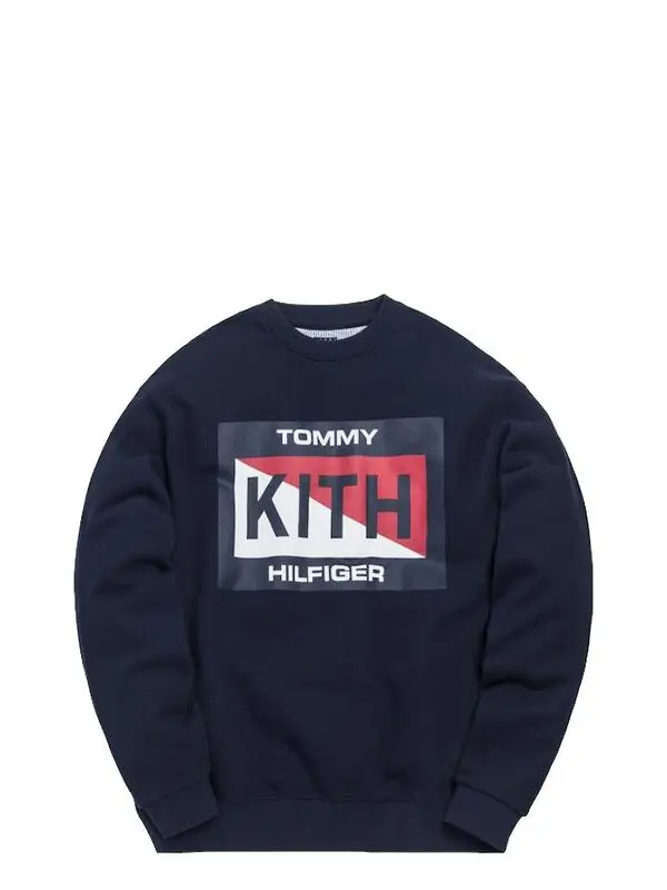 Kith X Tommy Hilfiger Slash Logo Crewneck Sweatshirt - Navy Blue
