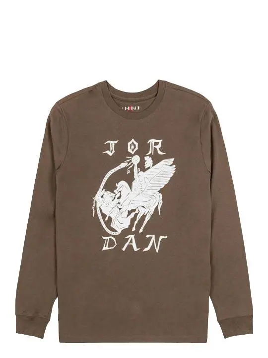Nike Jordan Flight Artist Series Umar Rashid Long Sleeve Tee Shirt - Palomino Brown