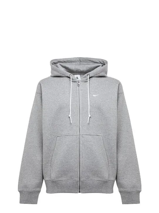 Nike Solo Swoosh Full Zip Hoodie - Dark Grey Heather/white