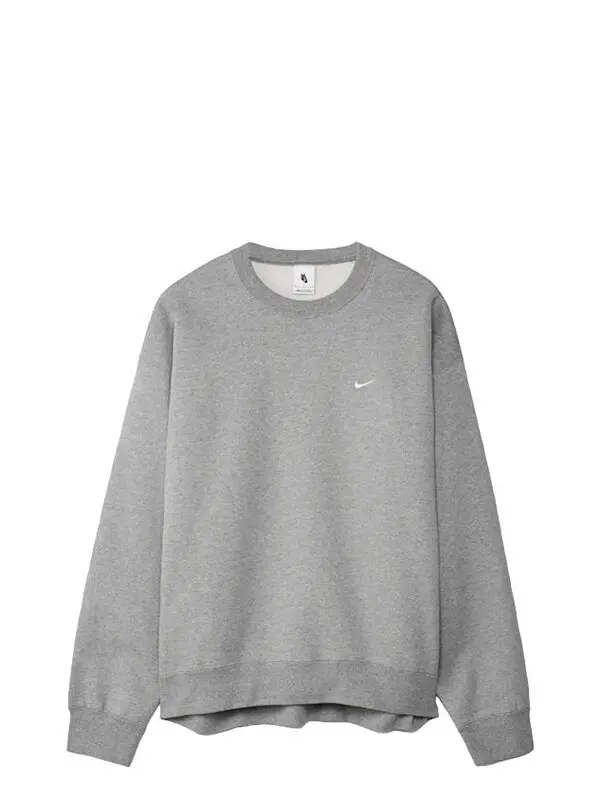 Nike Solo Swoosh Fleece Crewneck Sweatshirt - Dark Grey Heather/white