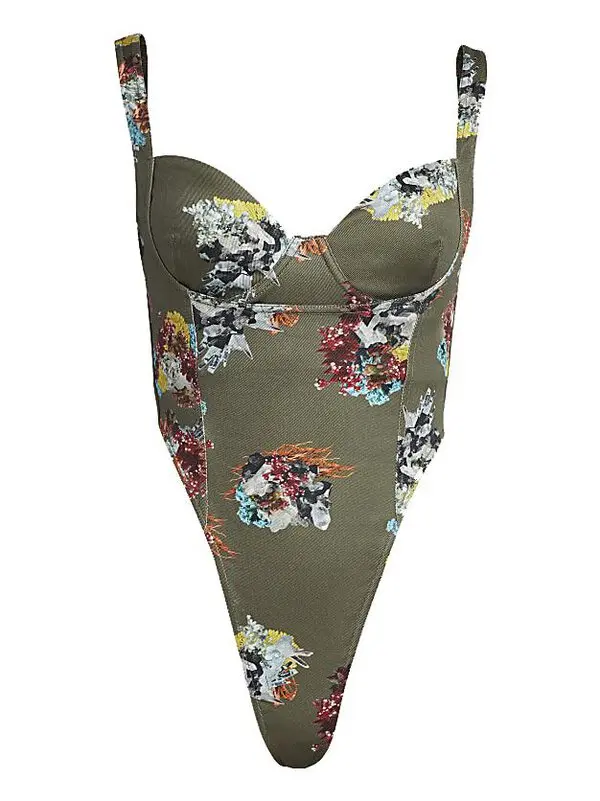Adidas Ivy Park Twill Bodysuit - Crystal Aop/medium Dark Khaki