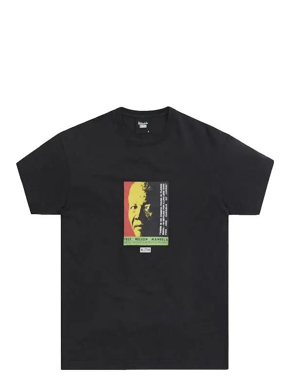 Kith For Mandela Day 2021 Free Mandela Vintage Tee Shirt - Black