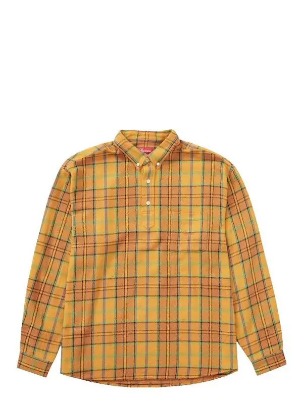 Supreme Pullover Plaid Flannel Shirt - Gold