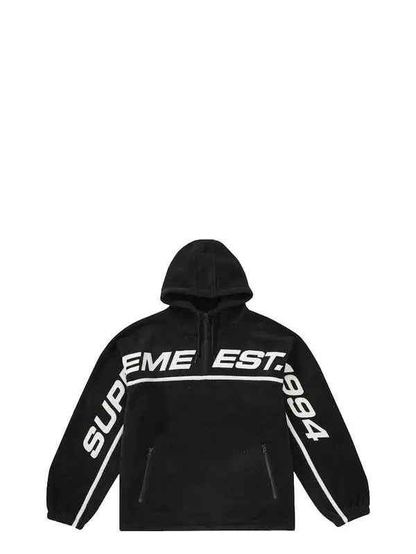 Supreme Polartec Half Zip Hooded Sweatshirt - Black