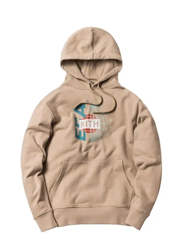 Kith Eea Globe Logo Hoodie - Sand