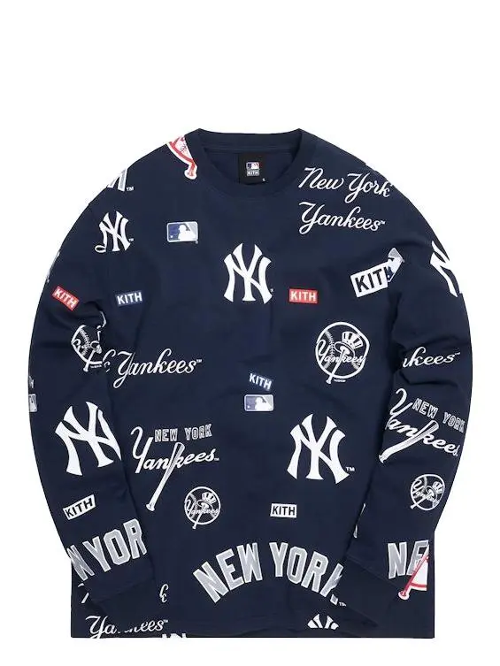 Kith For Major League Baseball New York Yankees Long Sleeve Tee - Navy Blue