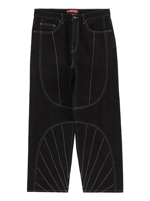 Supreme Radial Embroidered Loose Fit Jean - Black