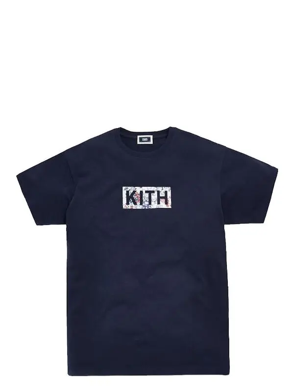 Kith Floral Classic Logo Tee Shirt - Navy Blue
