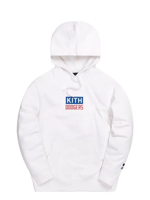 Kith For Major League Baseball Los Angeles Dodgers Logo Script Hoodie - White