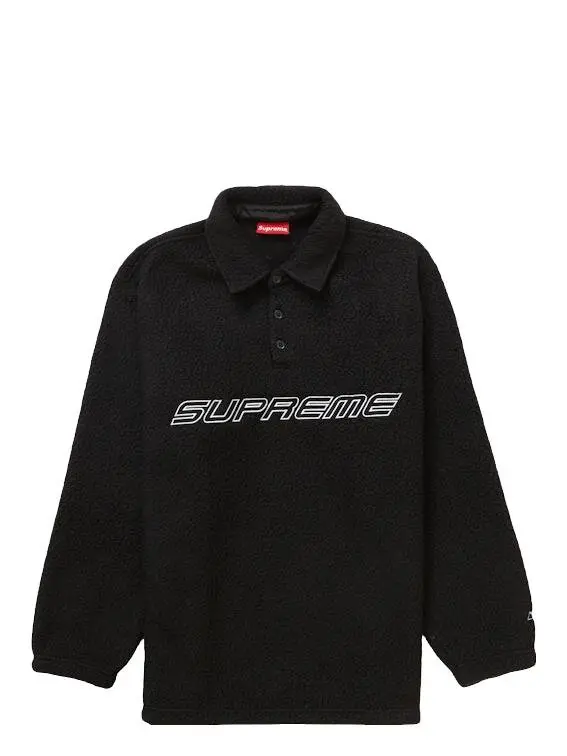 Supreme Polartec Long Sleeve Polo Shirt - Black