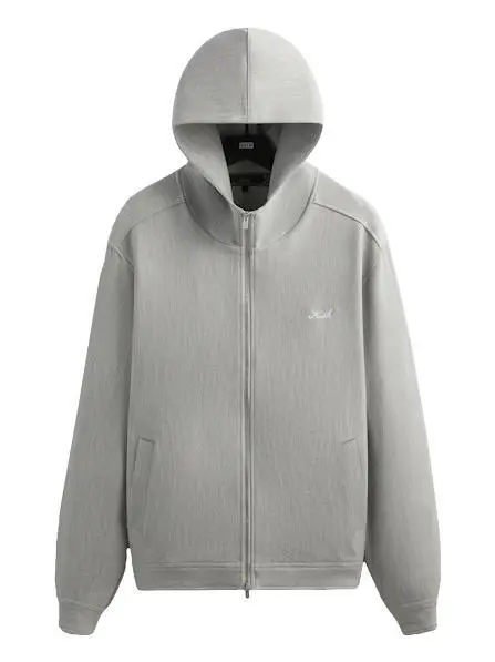 Kith Double Weave Selfridge Zip Up Hoodie - Light Heather Grey