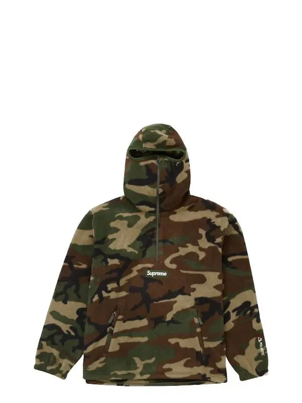 Supreme Polartec Facemask Half Zip Pullover - Woodland Camo
