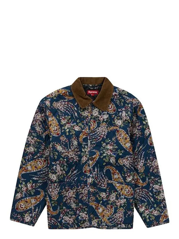 Supreme Quilted Paisley Jacket - Navy Blue Paisley