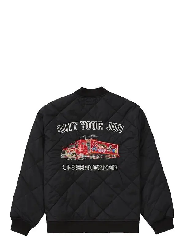 Supreme Quit Your Job Quilted Work Jacket - Black