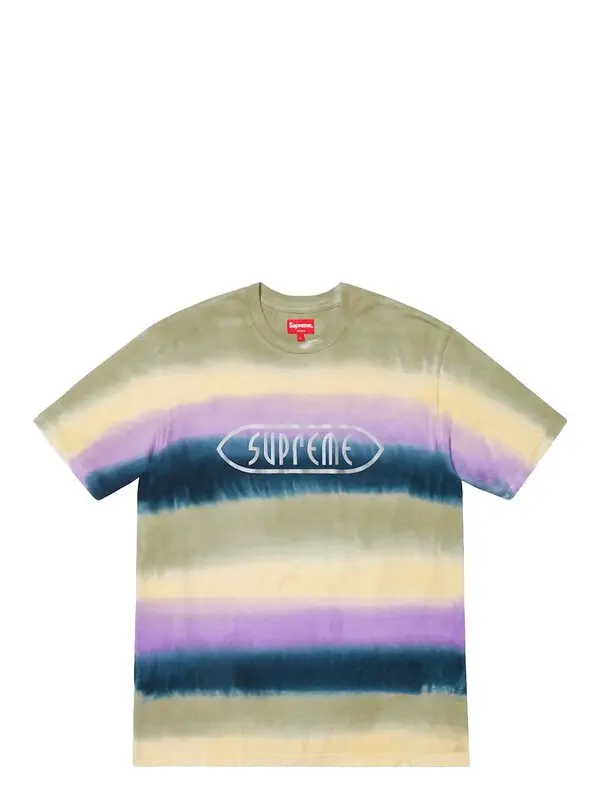 Supreme Rainbow Stripe Tee Shirt - Purple