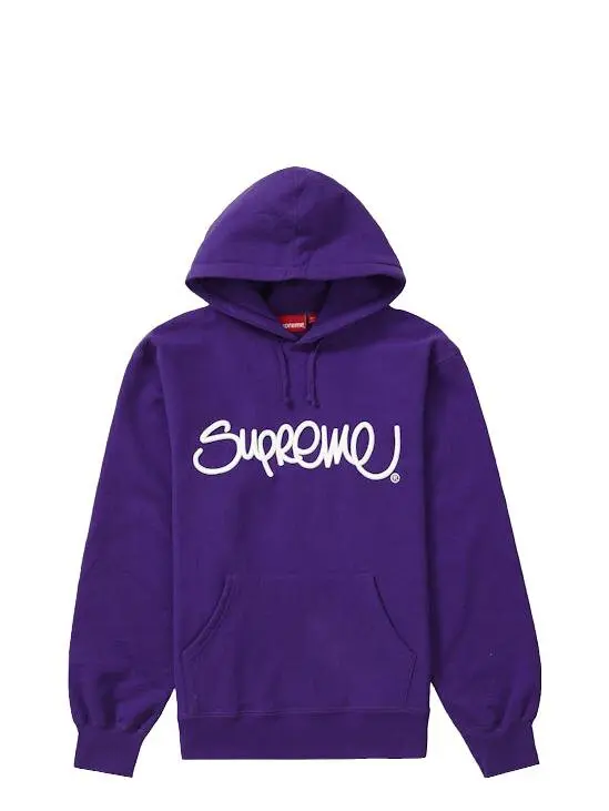 Supreme Raised Handstyle Hooded Sweatshirt - Purple