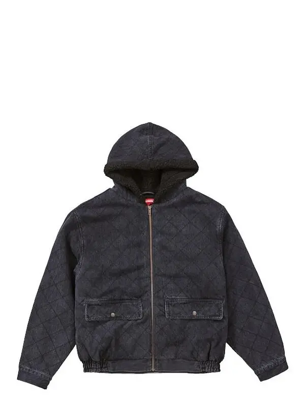 Supreme Quilted Denim Pilot Jacket - Washed Black