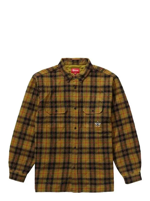 Supreme Quilted Plaid Flannel Shirt - Olive