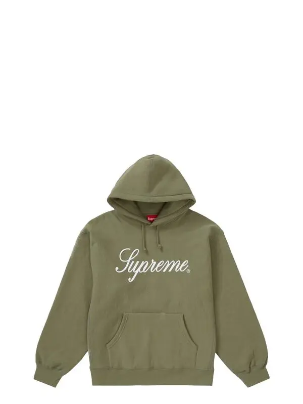 Supreme Raised Script Hooded Sweatshirt - Light Olive