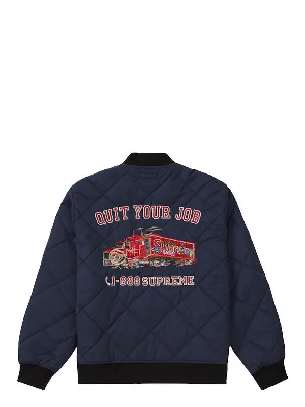 Supreme Quit Your Job Quilted Work Jacket - Blue