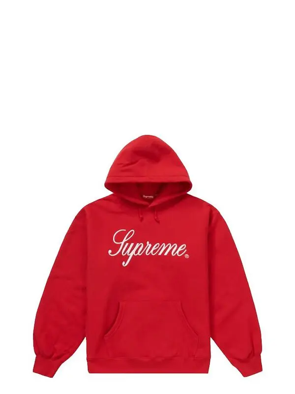Supreme Raised Script Hooded Sweatshirt - Red