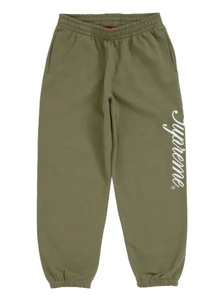 Supreme Raised Script Sweatpants - Light Olive