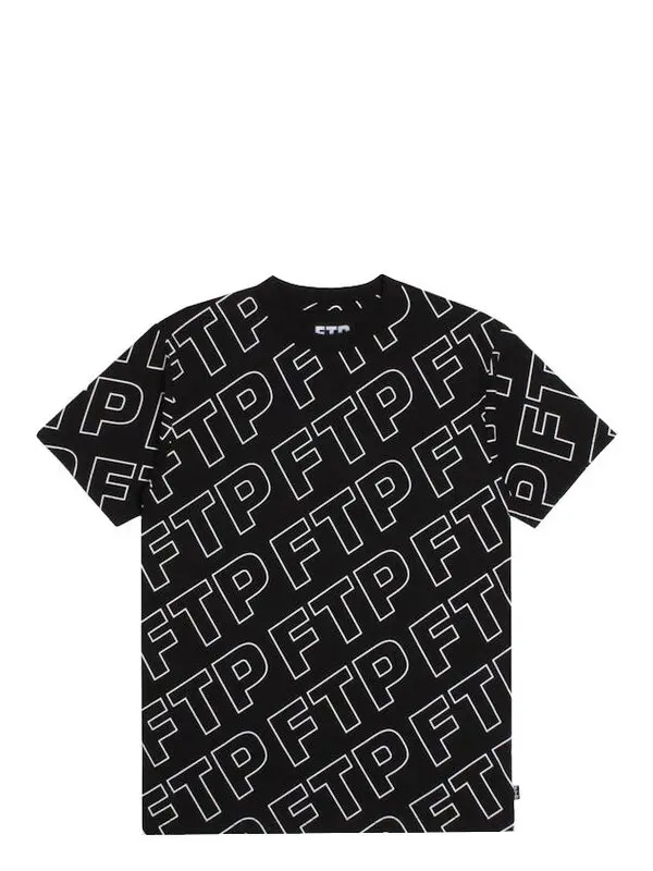 FTP All Over Outline Logo Tee Shirt - Black