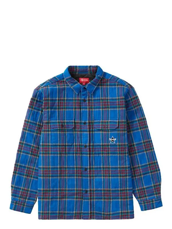 Supreme Quilted Plaid Flannel Shirt - Dusty Royal