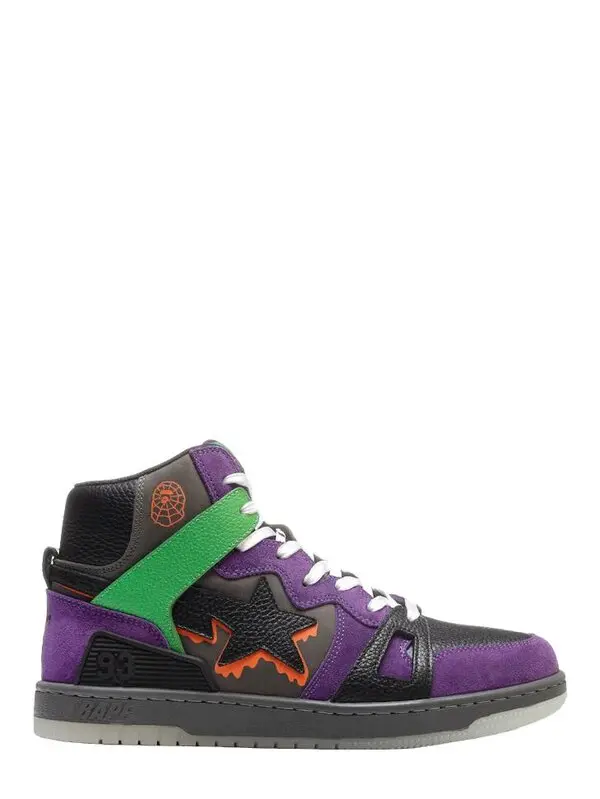 BAPE A Bathing Ape Sta 93 Hi Halloween Sneakers - Black/purple/green