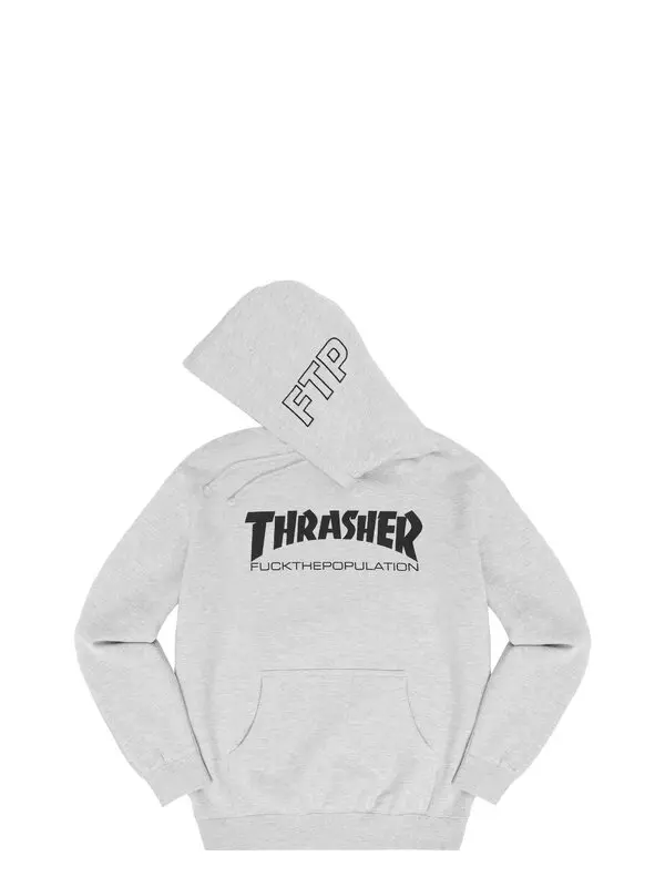 FTP Thrasher Logo Pullover Hoodie - Heather Grey