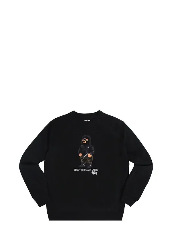 FTP Hooded Bear Crewneck Sweatshirt - Black