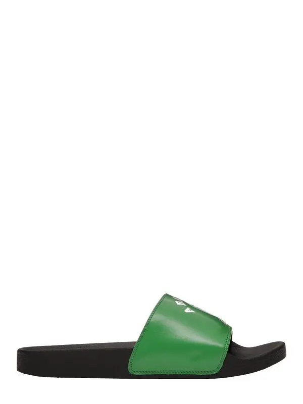 BAPE A Bathing Ape College Slide Sandals - Black/green