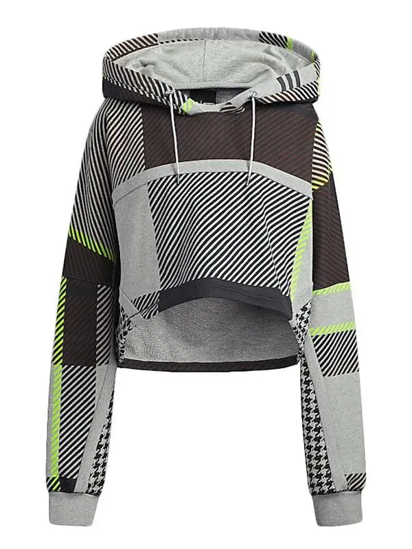 Adidas Ivy Park Halls Of Ivy Allover Print Cropped Hoodie - Medium Grey Heather/black/brown