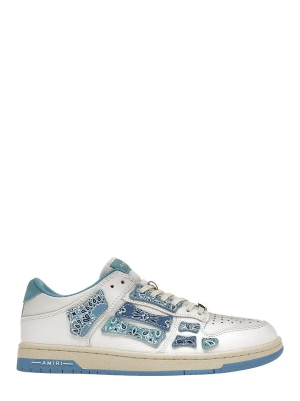 Amiri Skel Top Low Bandanain Sneakers - White/light Blue