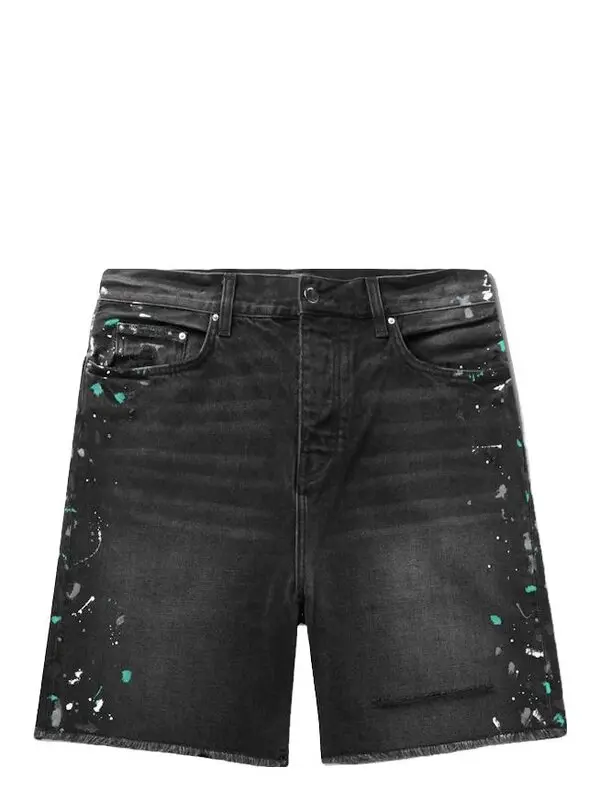 Amiri Paint Splatter Denim Shorts - Black