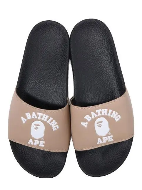 BAPE A Bathing Ape College Slide Sandal - Beige/black/white