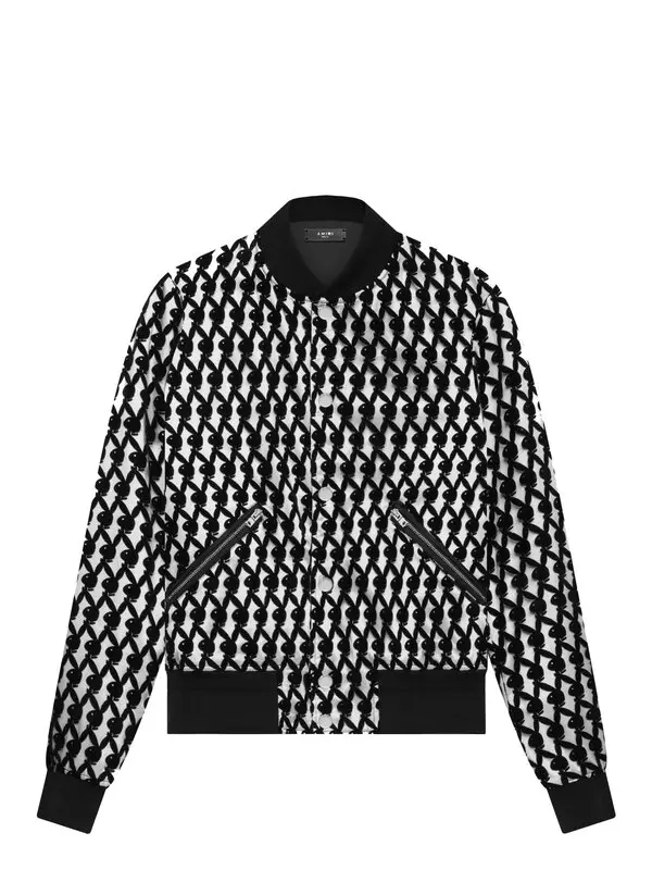 Amiri Playboy Flocked Bomber Jacket - Black